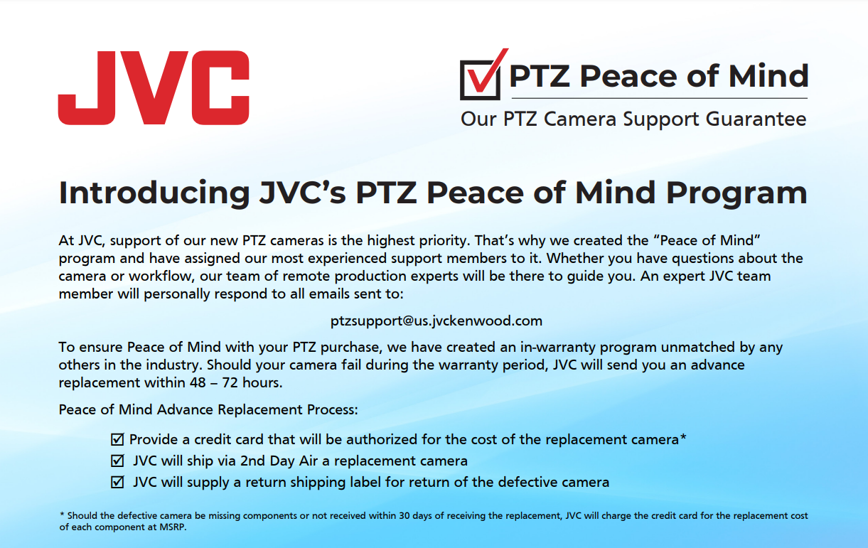 Introducing JVC’s PTZ Peace of Mind Program – BROADFIELD NEWS